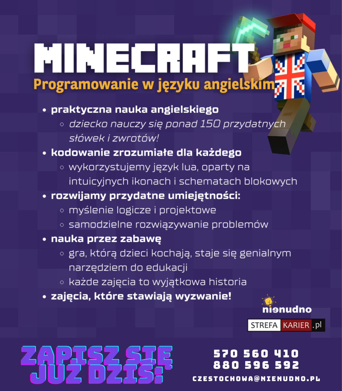 programowanie minecraft po angielsku | zajęcia dodatkowe dla dzieci ...